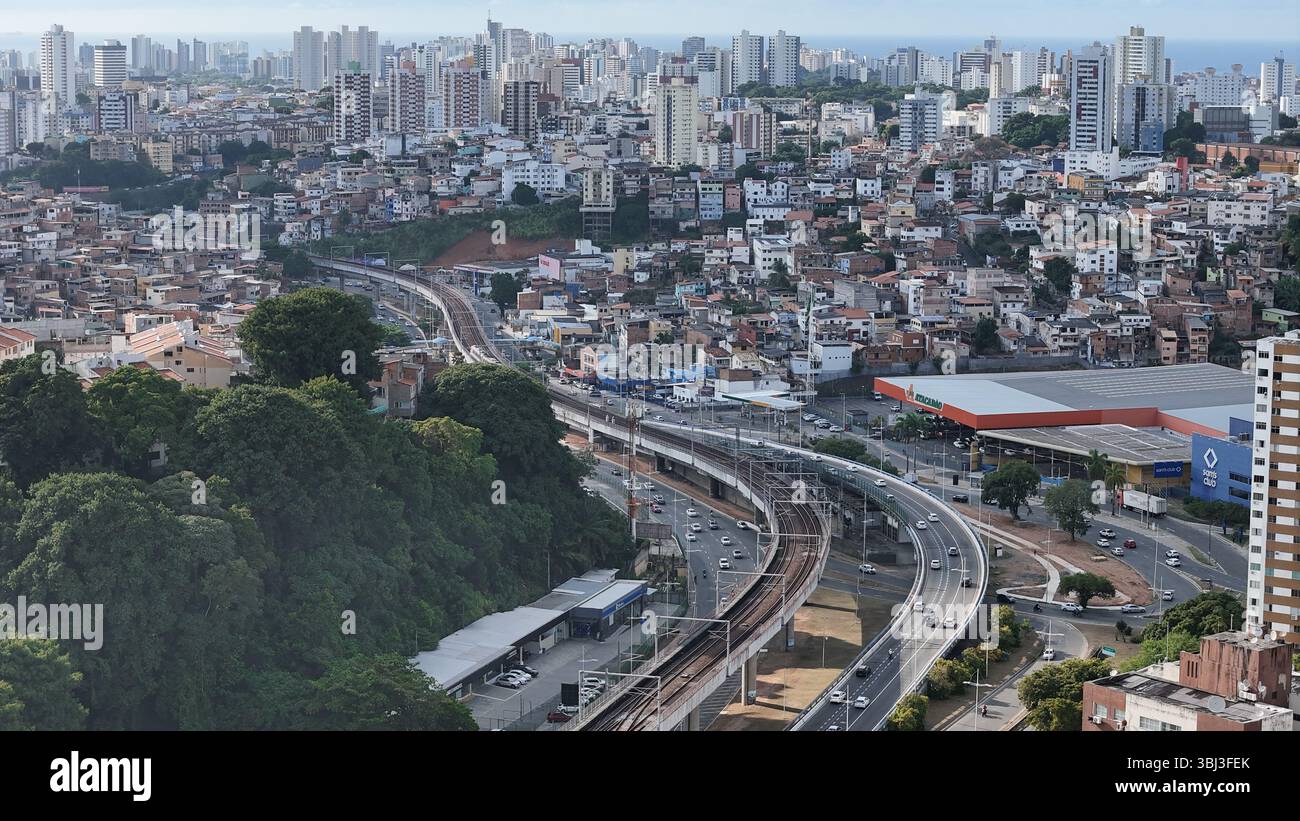 salvador, bahia, brazil - april 11, 2025: aerial view of housing in the ...