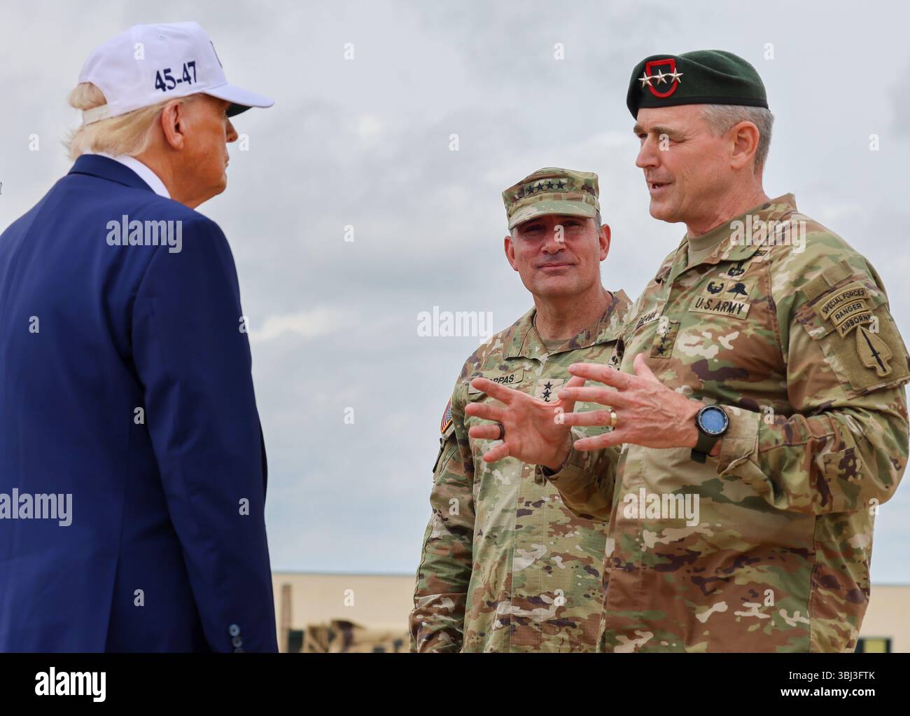 On June 10, 2025, U.S. President Donald Trump talks with U.S. Army ...