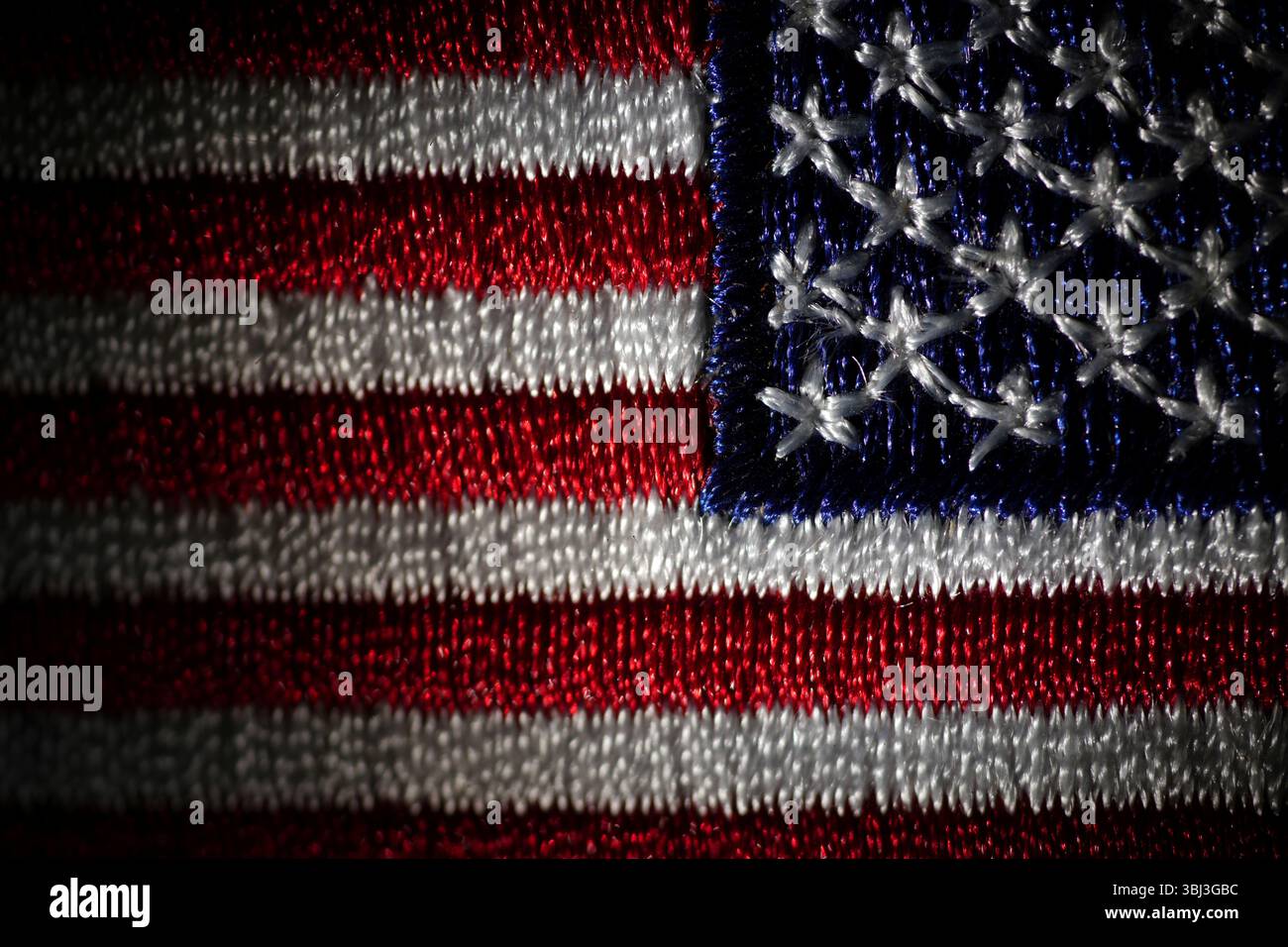 A morale patch embroidered with the United States flag is seen, Friday ...