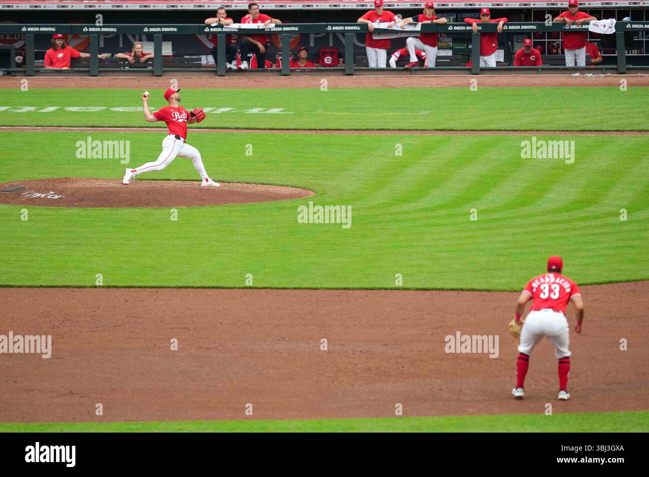 Cincinnati Reds pitcher Nick Martinez (28) throws during a baseball ...