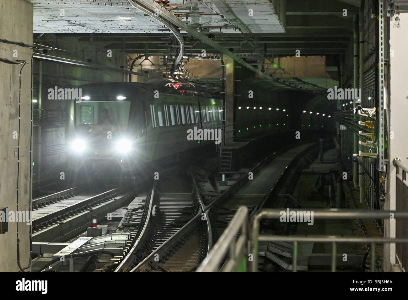 Guangzhou metro held a media test ride event for hi-res stock ...