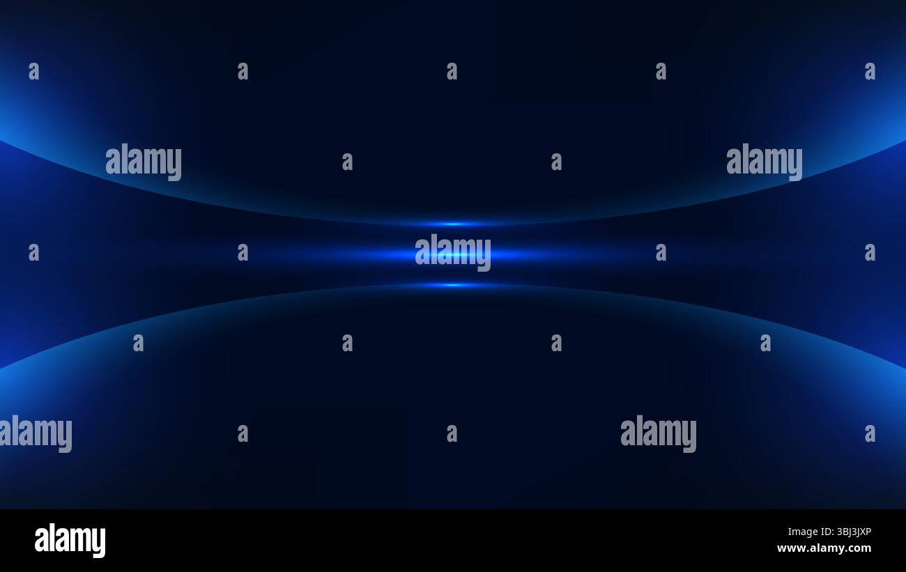 sleek abstract dark blue background with glowing curved forms ...