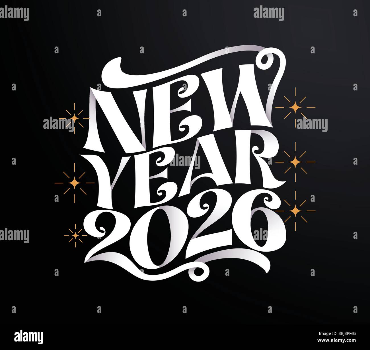 Happy new year 2026 greeting card clipart design. New year calendar calligraphy and text clip ...