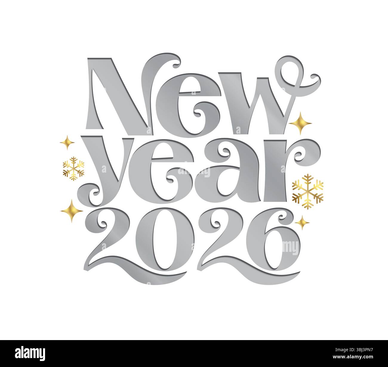 New year 2026 greeting card clipart design. Happy new year calligraphy ...