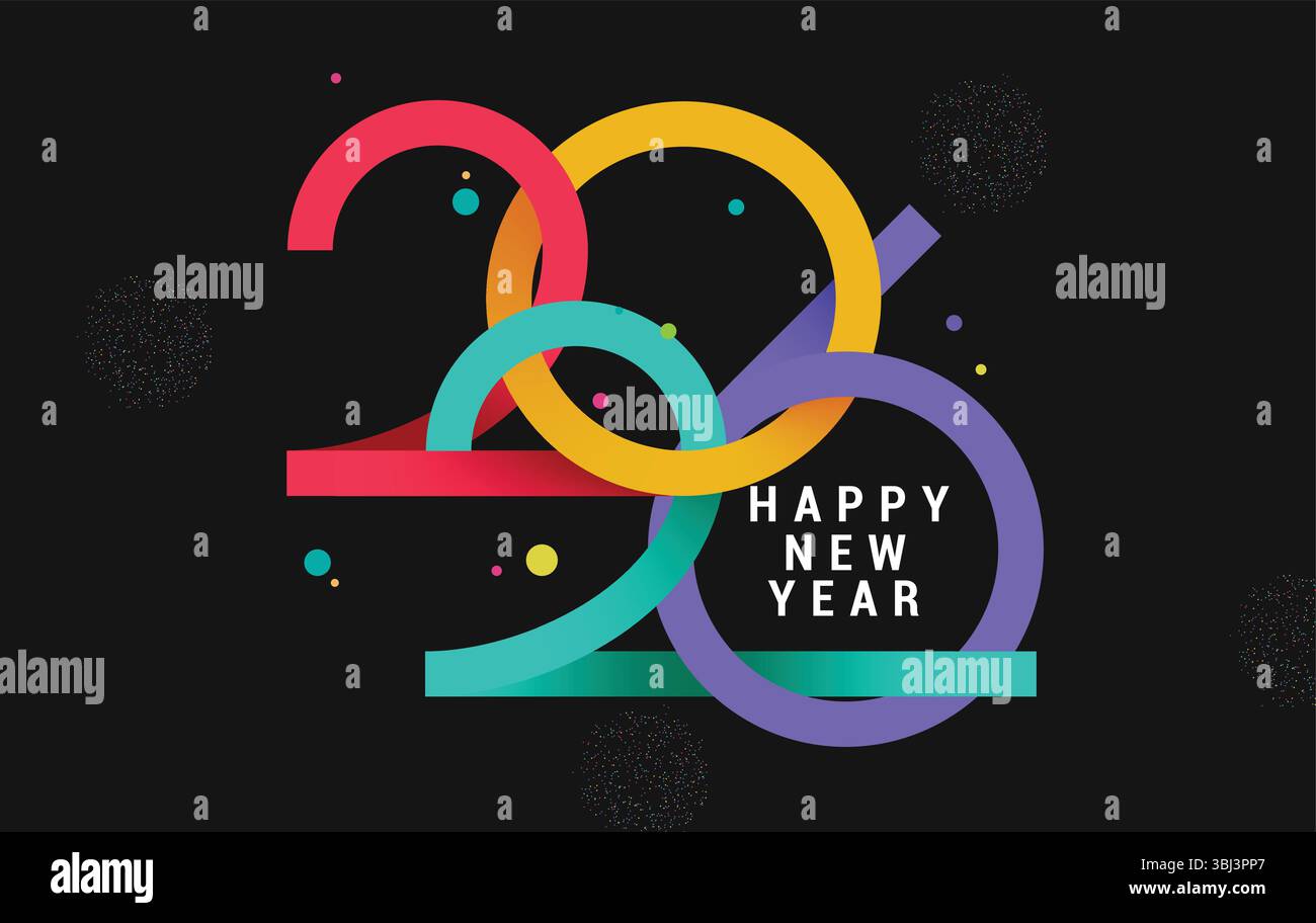 2026 typography logo clipart design. Happy new year greeting text with ...