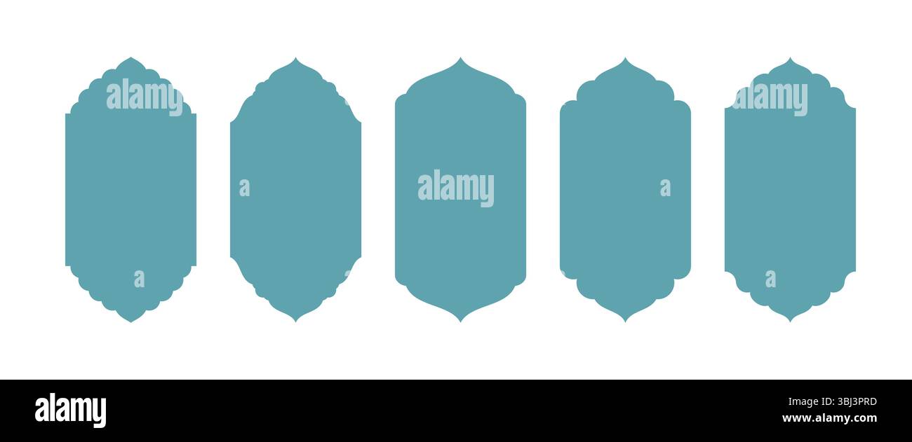 Set of Islamic Frame Borders, Ornamental Arabic Label Shapes Stock ...