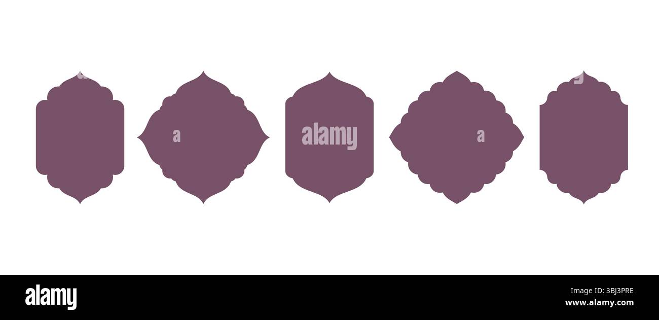 Set of Islamic Frame Borders, Ornamental Arabic Label Shapes Stock ...
