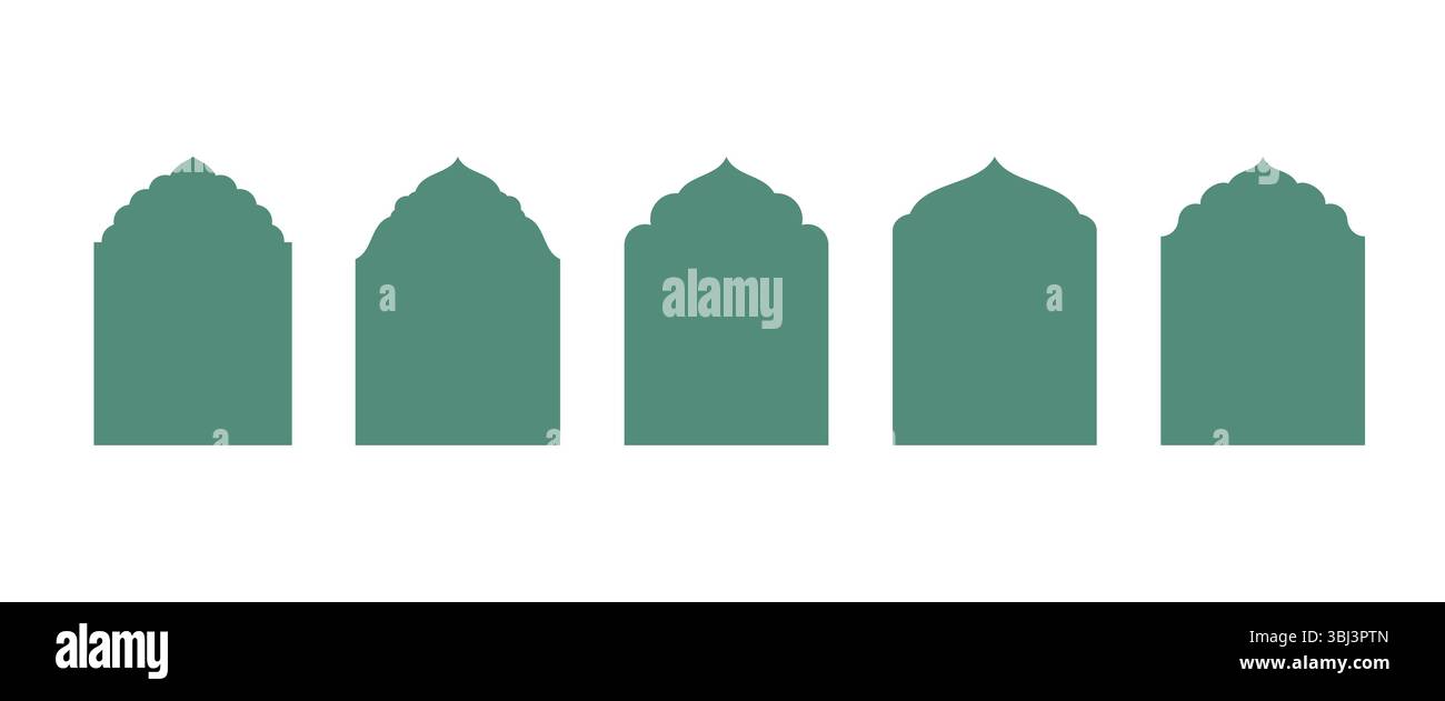 Set of Islamic Frame Borders, Ornamental Arabic Label Shapes Stock ...