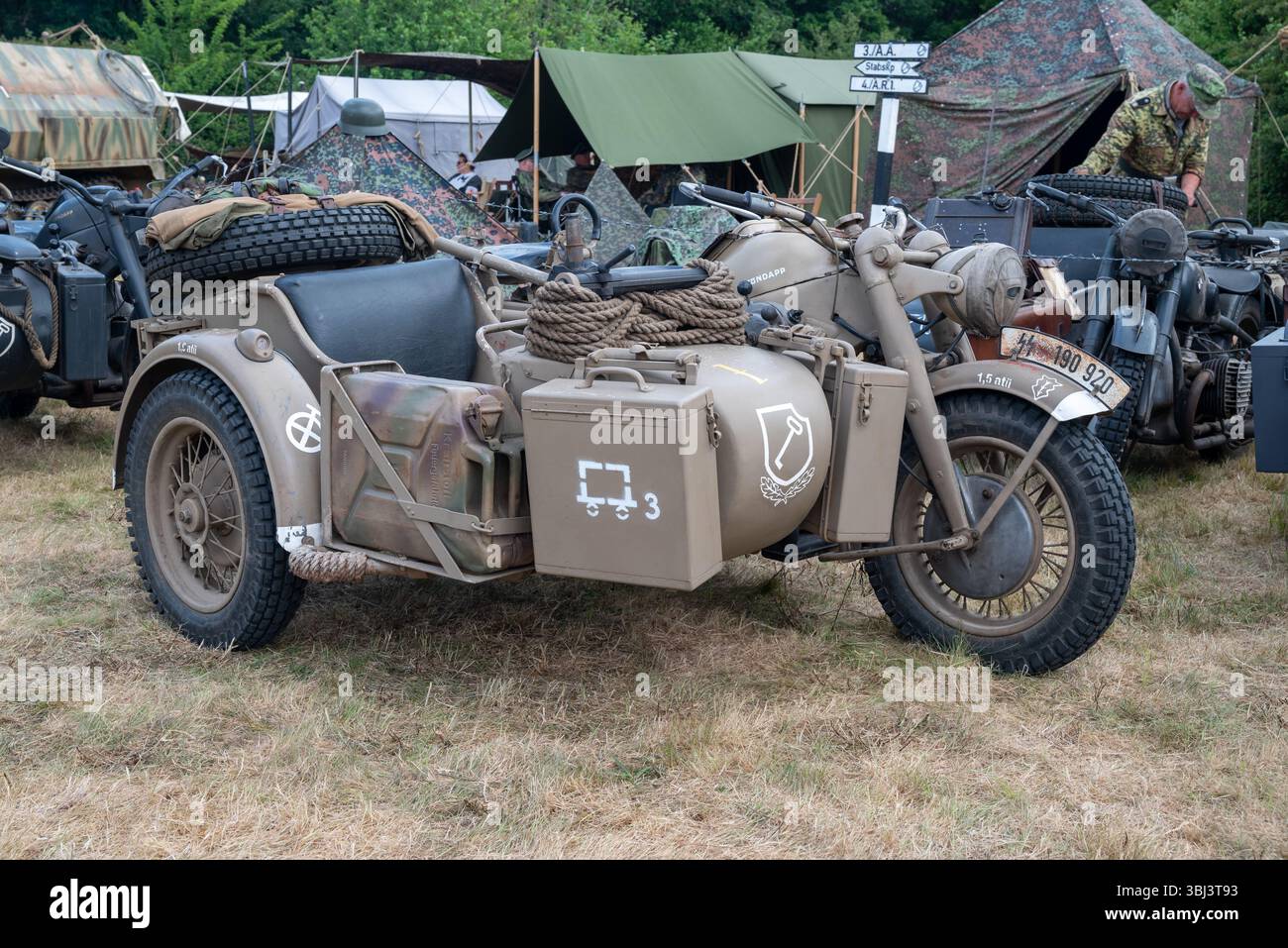 German WW2 motorbike and sidecar on display at the Overlord military ...