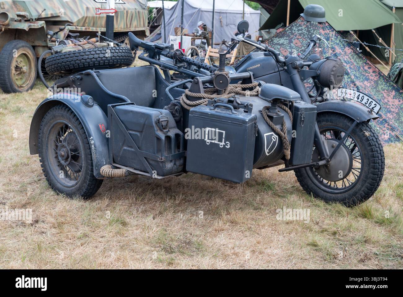 German WW2 motorbike and sidecar on display at the Overlord military ...