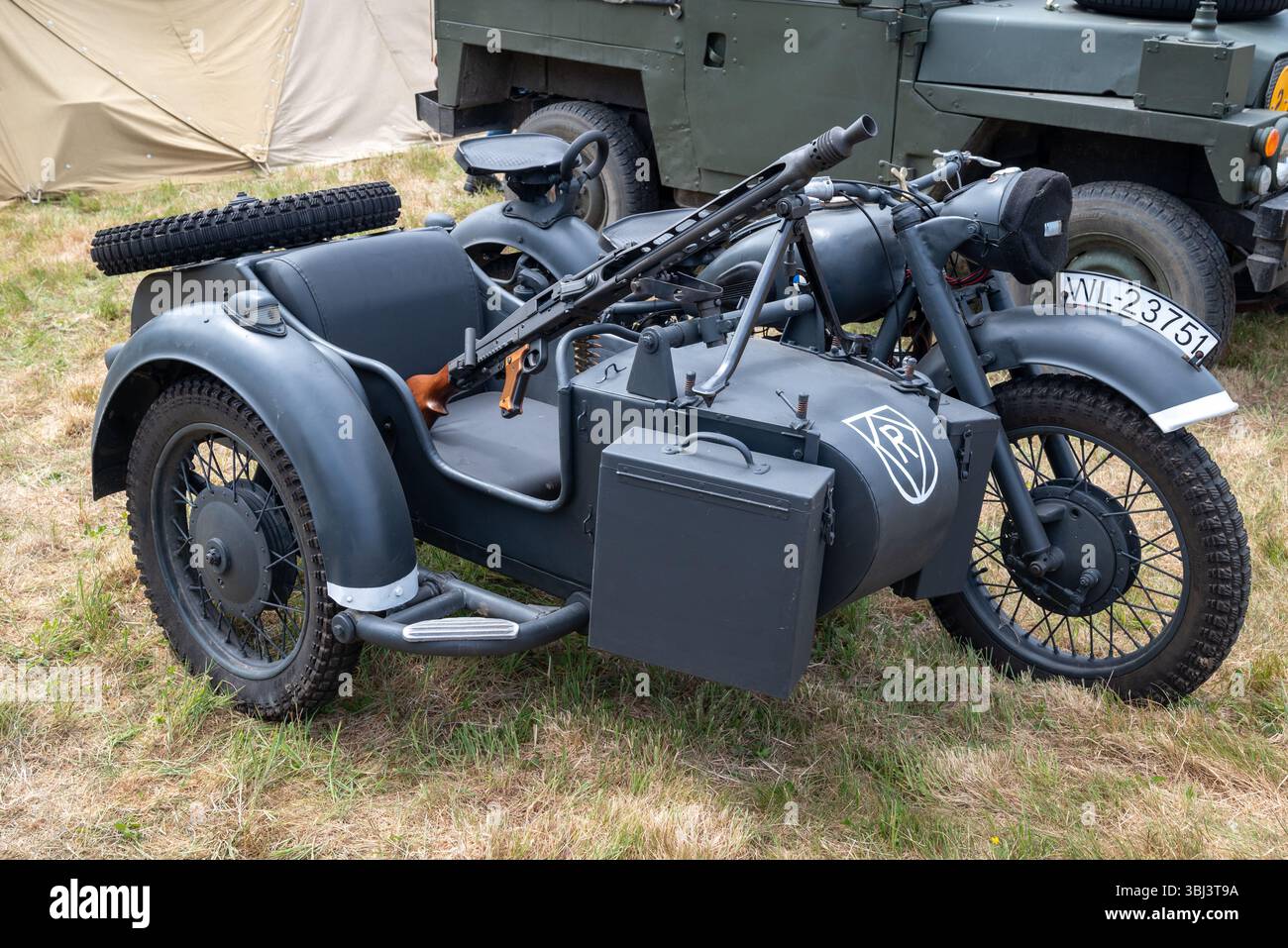 German WW2 motorbike and sidecar on display at the Overlord military ...