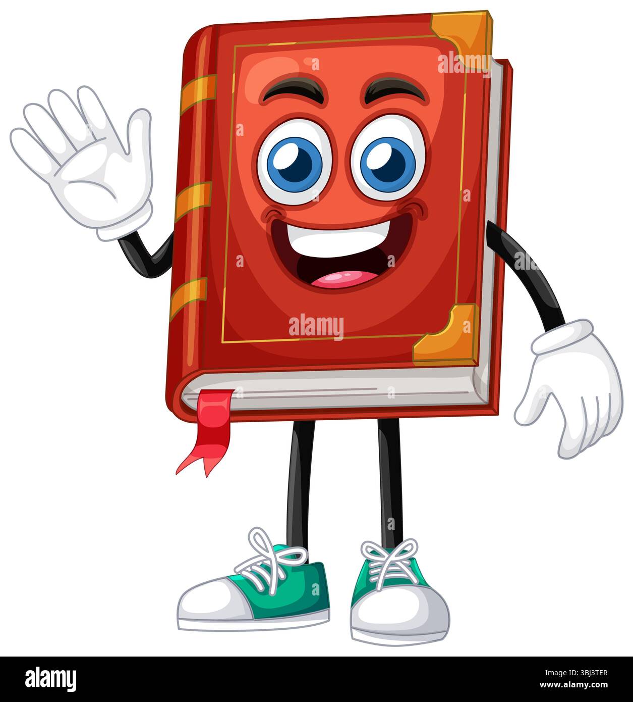 A vibrant vector illustration of a smiling book character with ...