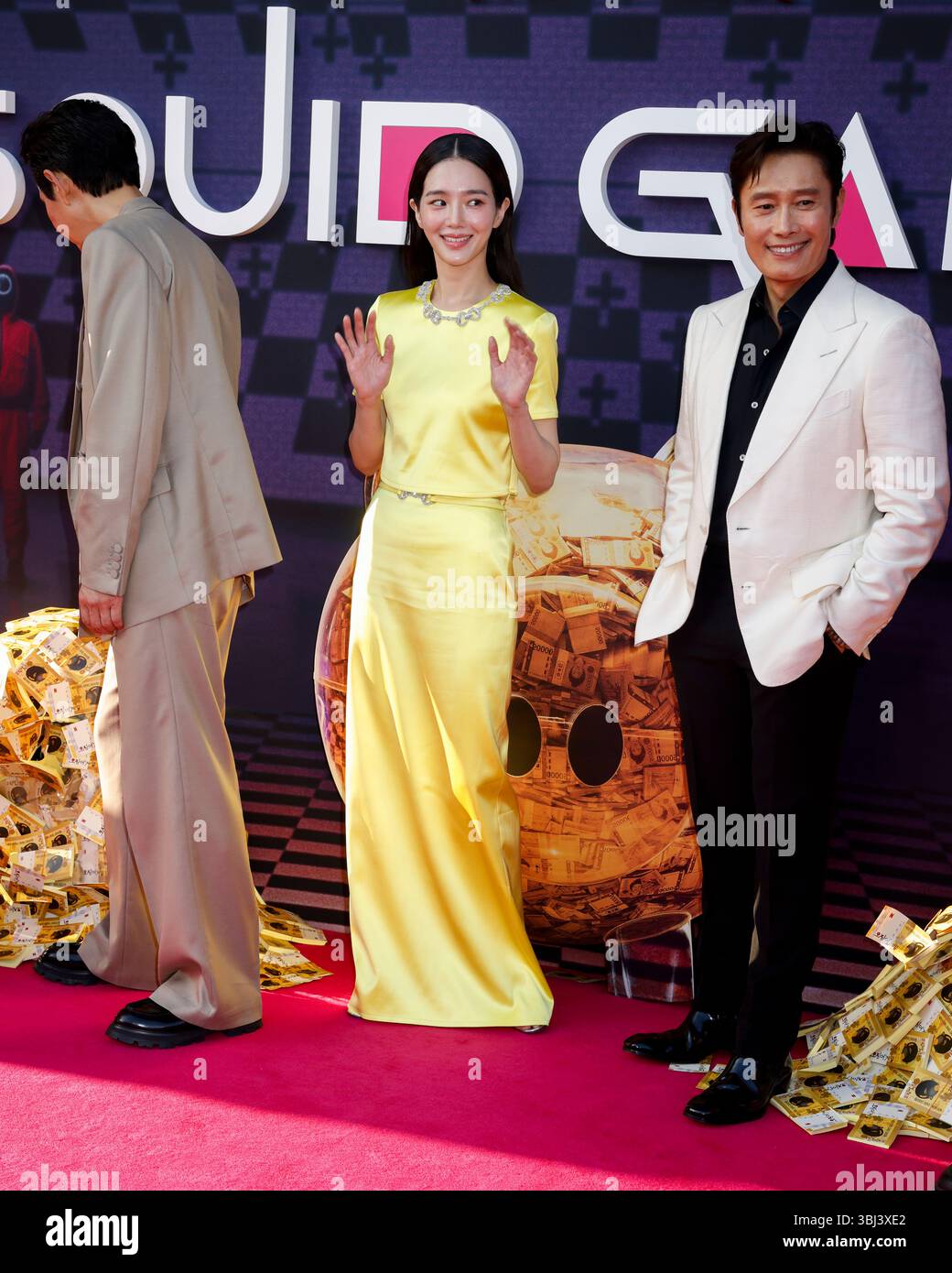 London, UK. 12th June, 2025. Lee Jung-Jae, Park Gyu-young and Lee Byung ...