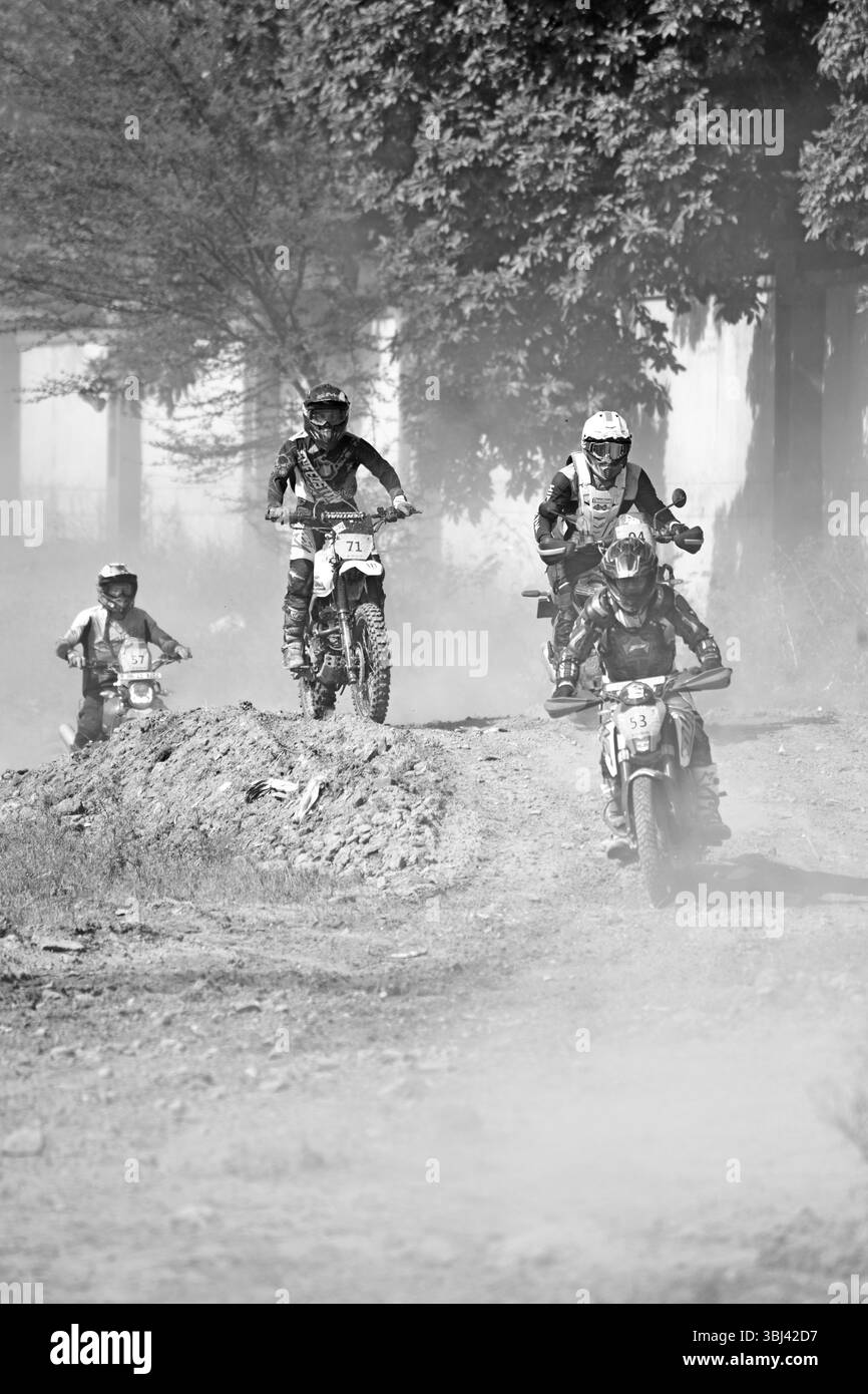 Motocross motorcycle in desert Black and White Stock Photos & Images ...