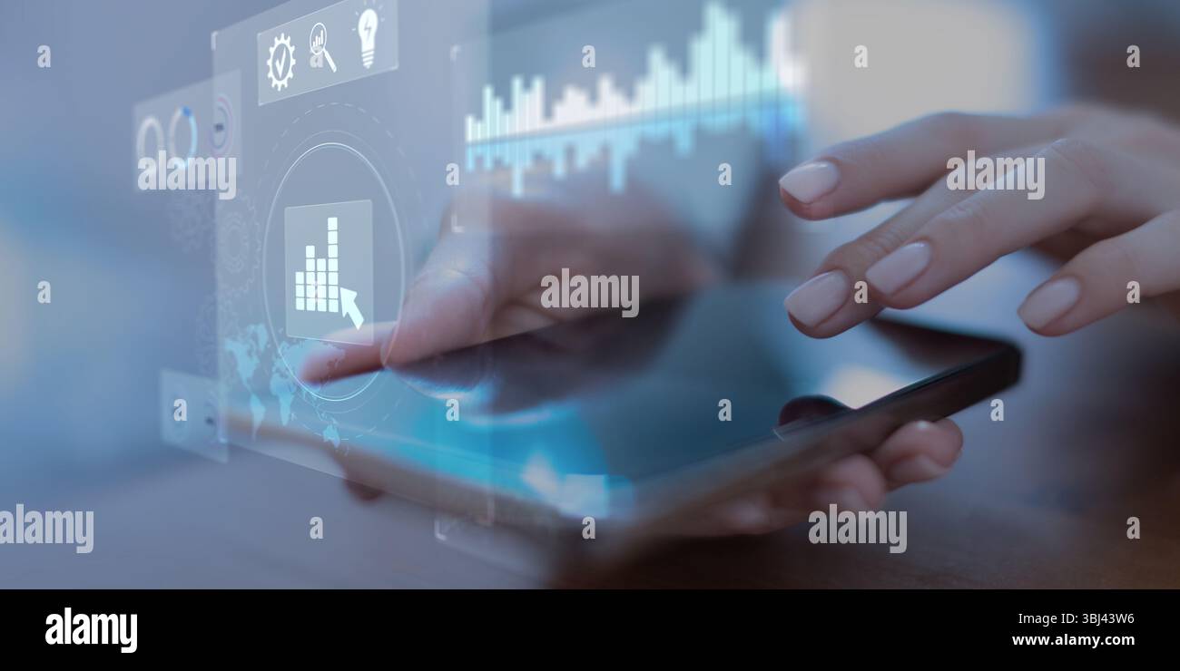 Interactive Business Analytics Dashboard Displayed on a Digital Tablet ...
