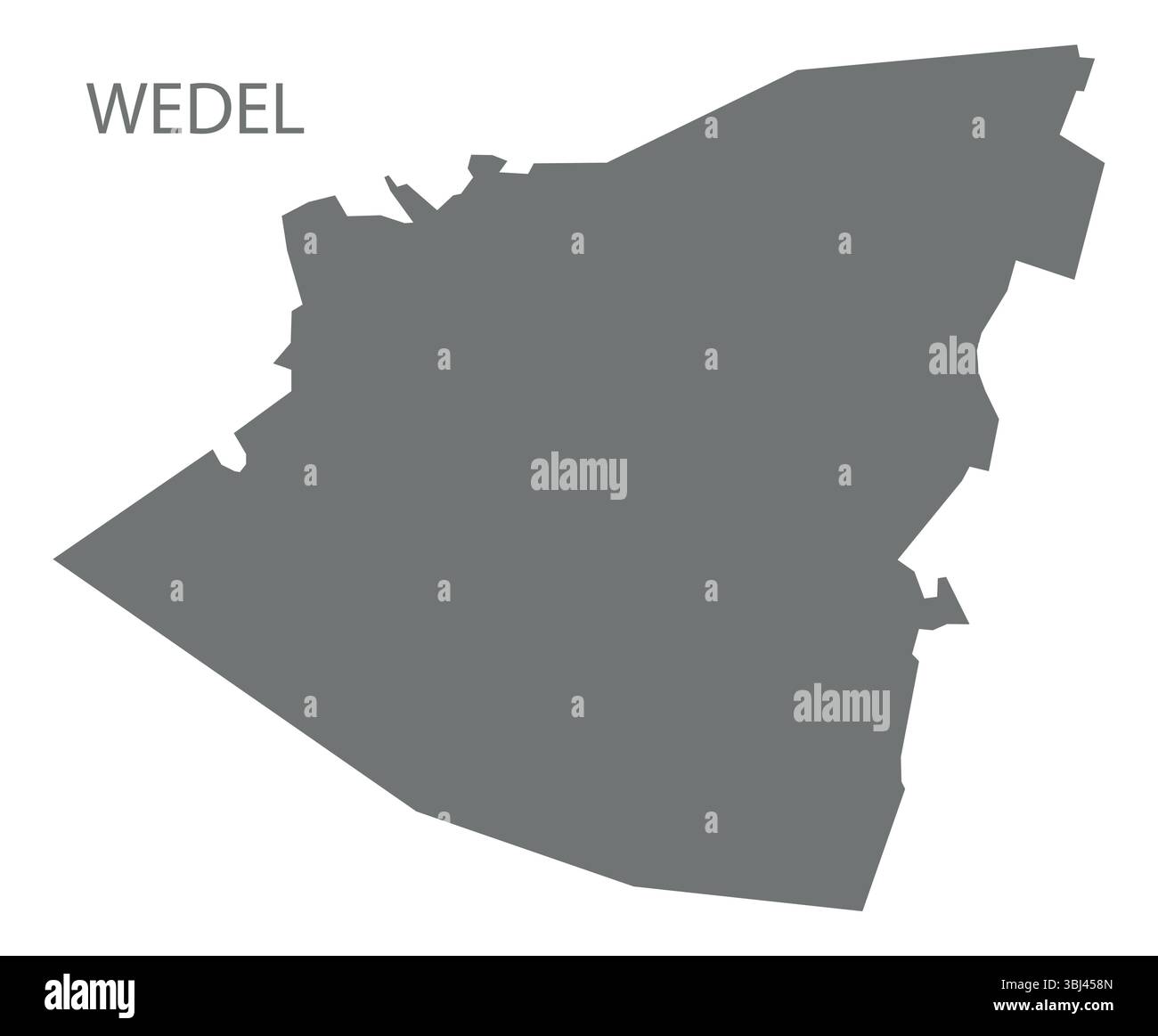 Wedel city map with boroughs grey illustration silhouette shape Stock ...