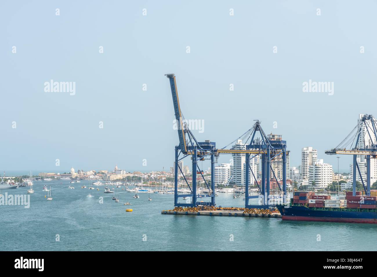 Cartagena, Colombia - April 12, 2024: Container vessel at the container ...
