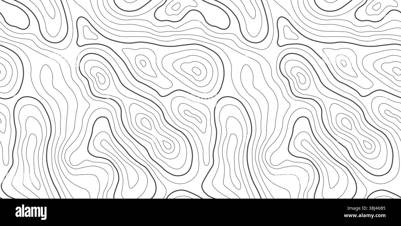 Seamless map pattern with topographic lines and abstract contour ...