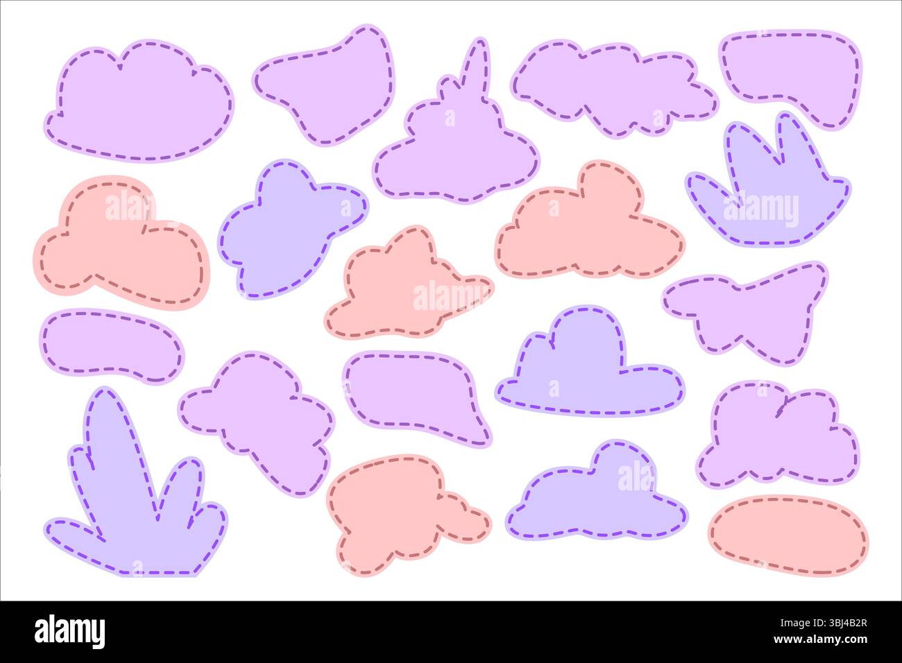 Cute cartoon shapes in pastel colors with dashed borders, perfect for ...