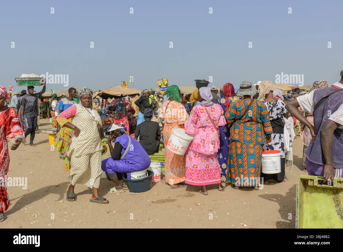 Daily fish market on the beach in Mbour, Petite Cote, Thies Region ...