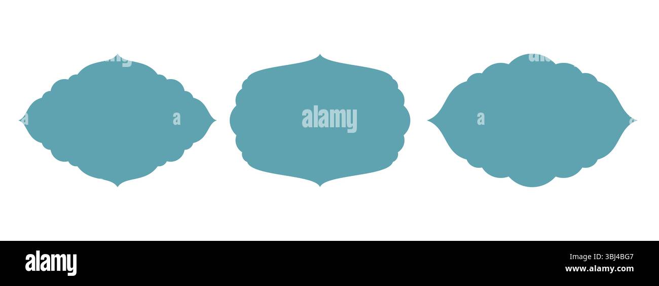 Set of Islamic Frame Borders, Ornamental Arabic Label Shapes Stock ...