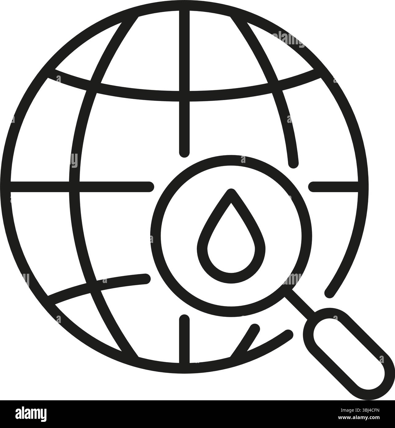 Global Water Search Line Icon. Environmental Resource Exploration And ...