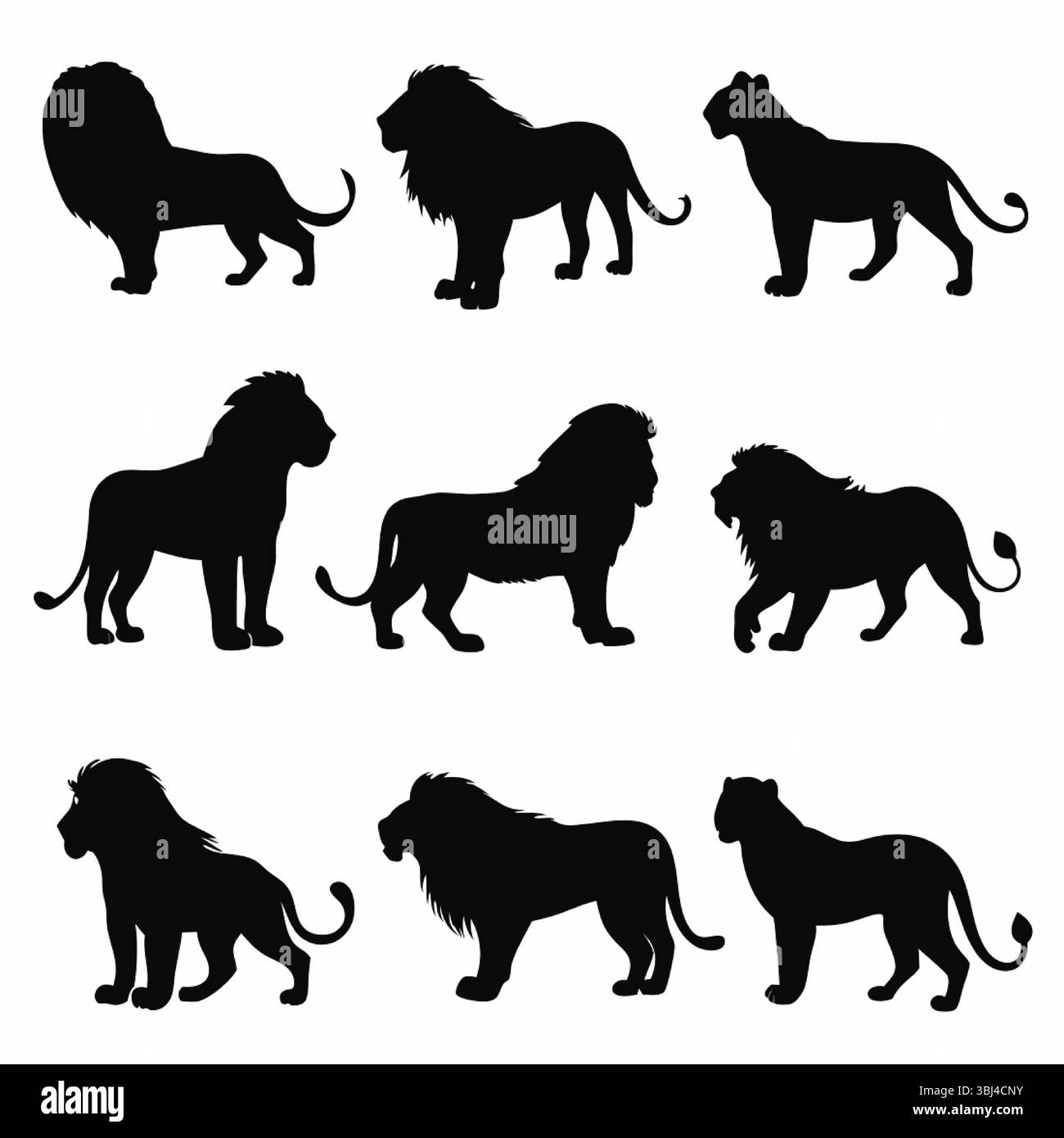 Lion Silhouette Vector Pack | lion vector sheet | Various Lion Poses ...