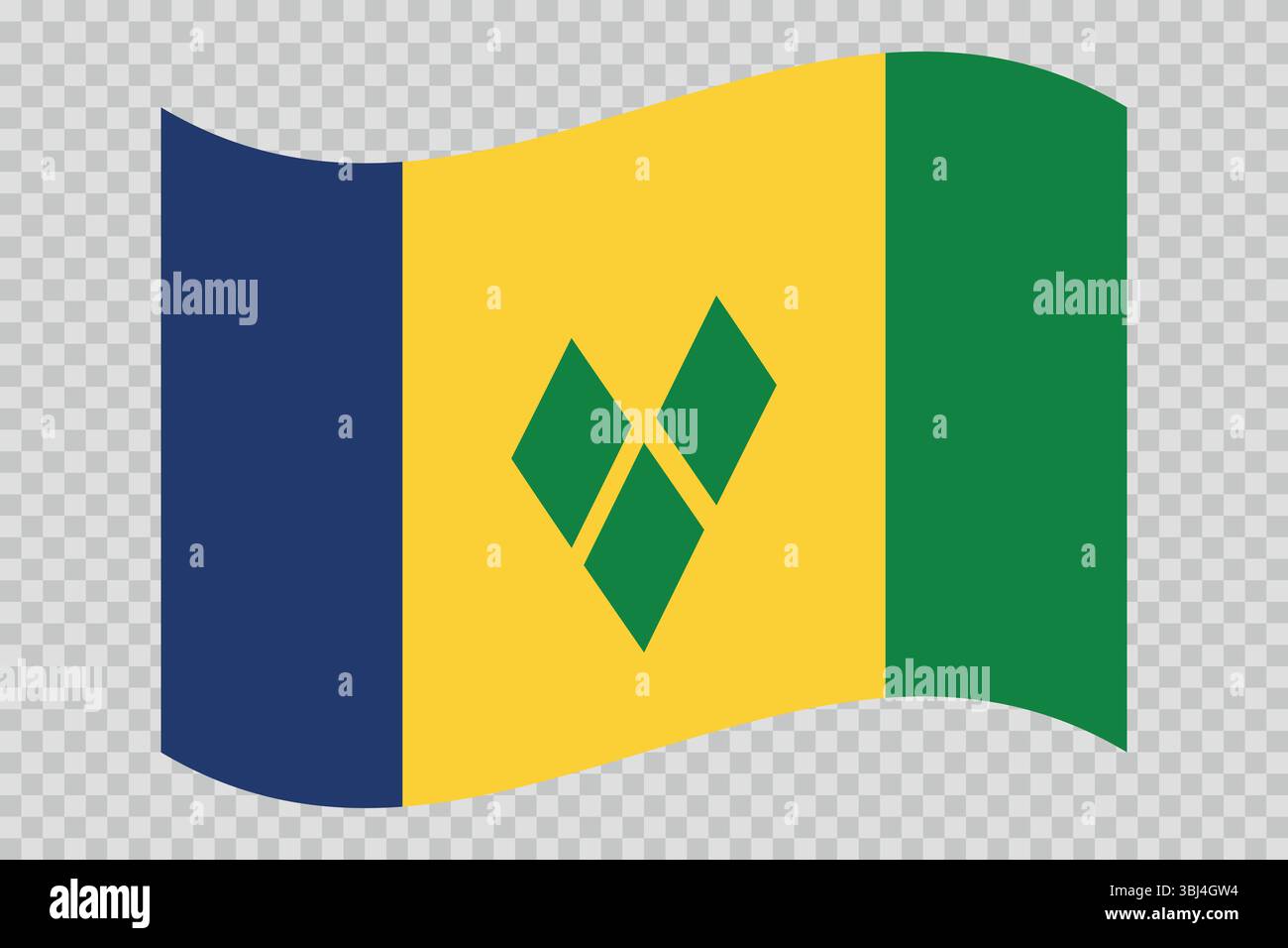 Flag of Saint Vincent and the Grenadines. National symbol in official ...