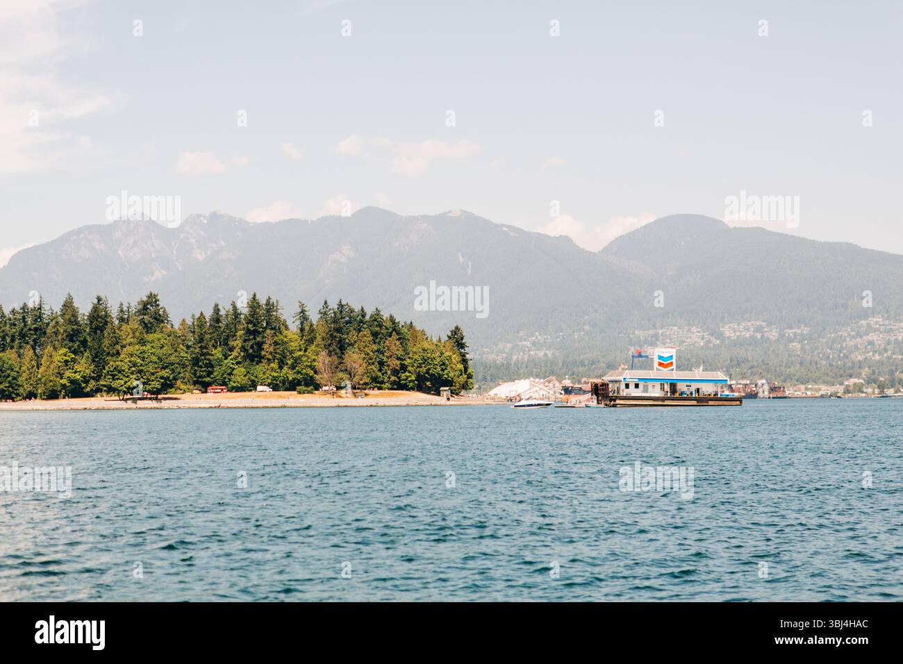 Floating Chevron fuel dock with in Vancouver Harbor Stock Photo - Alamy