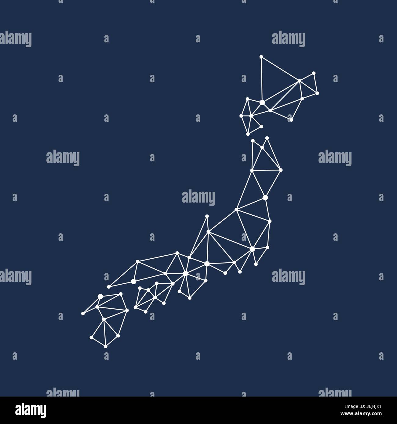 Japan map. Abstract geometric map - connection dots mesh lines Stock ...