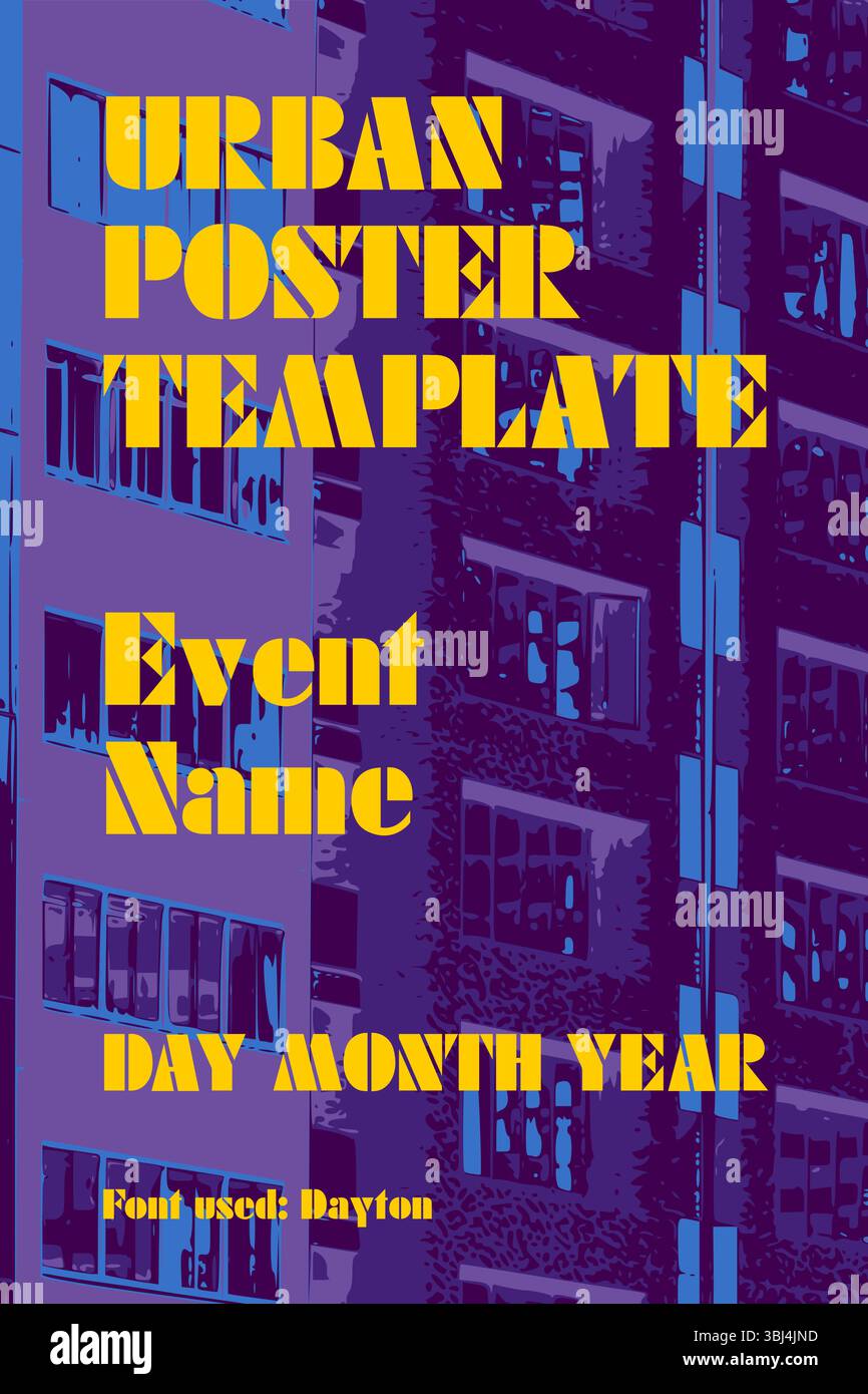 Urban poster template with colorful city background. Modern city poster ...