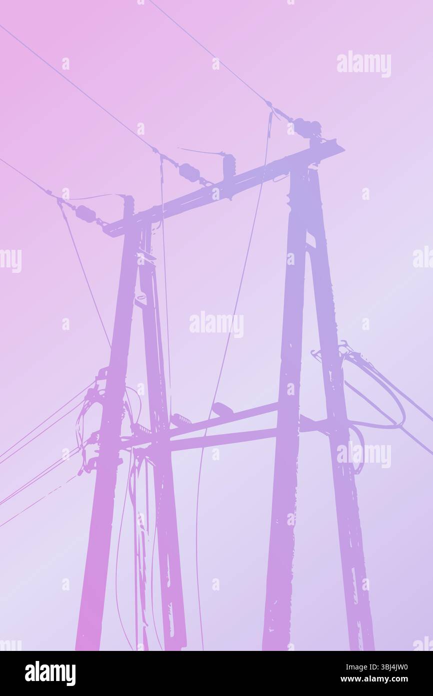 Electric pole poster pink and purple graphics. Poster design with ...