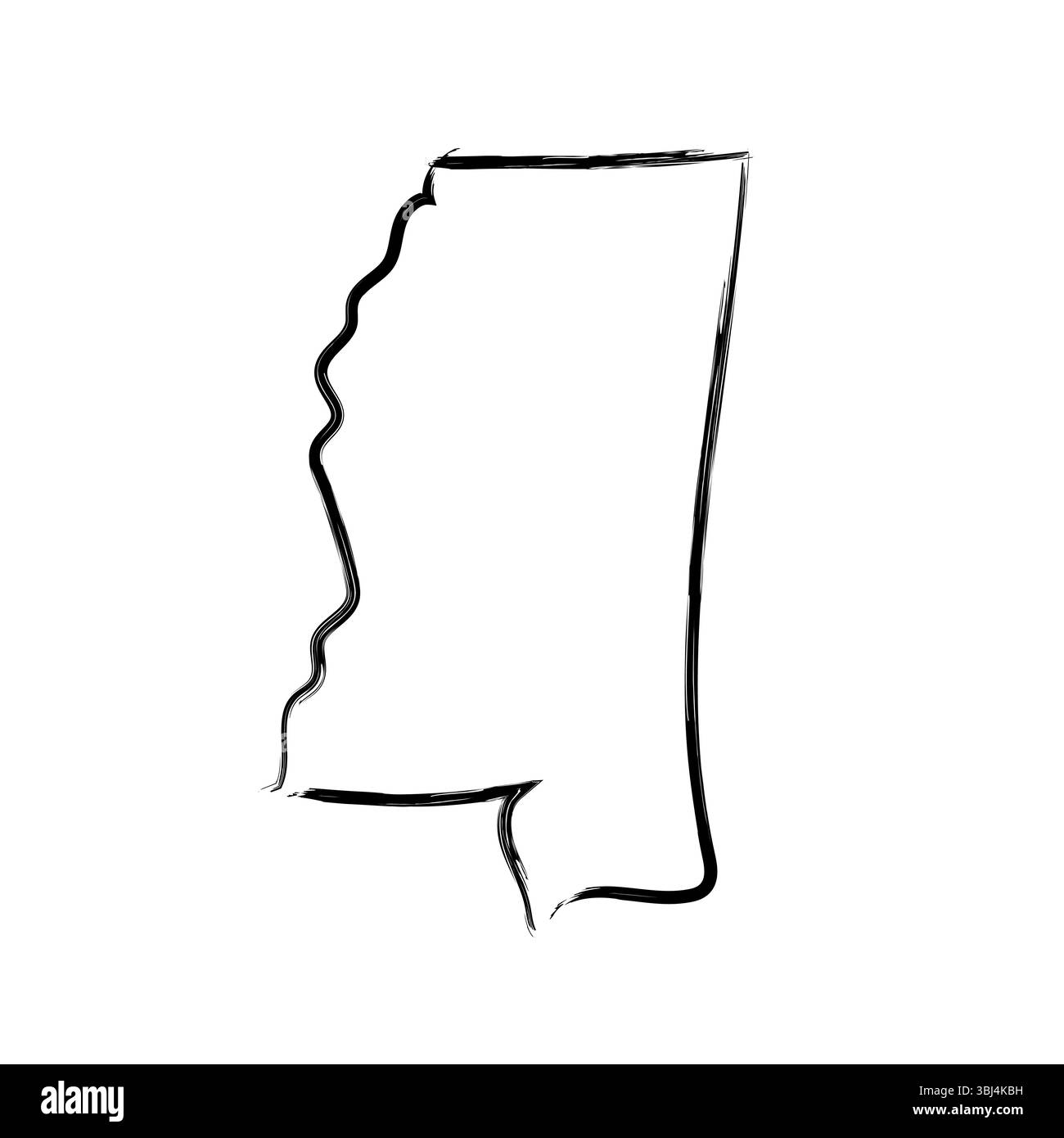 Mississippi map outline concept sketch. Isolated vector graphics hand ...