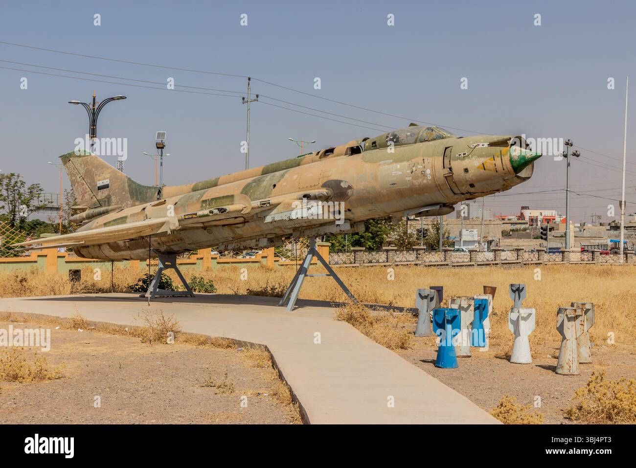HALABJA, IRAQ - OCTOBER 6, 2022: Halabja Monument And Peace Museum grounds. Sukhoi Su-22 fighter ...