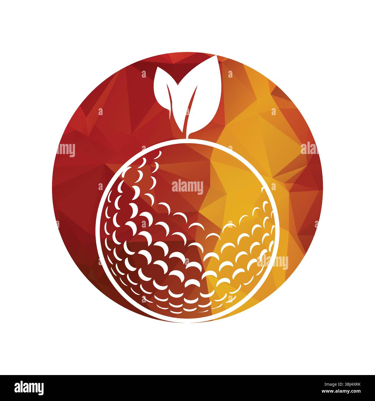Golf ball and leaf logo inside a shape of circle vector illustration ...