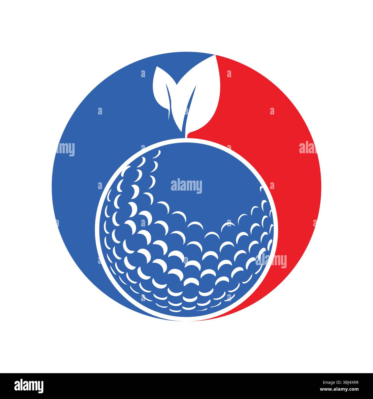 Golf ball and leaf logo inside a shape of circle vector illustration ...