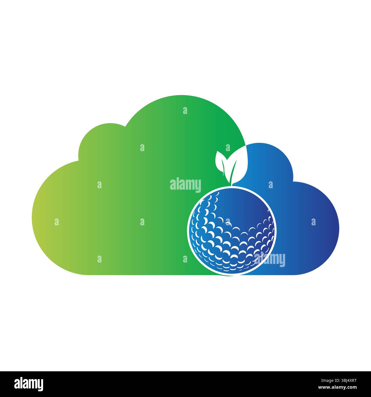 Golf ball and leaf logo inside a shape of cloud vector illustration ...
