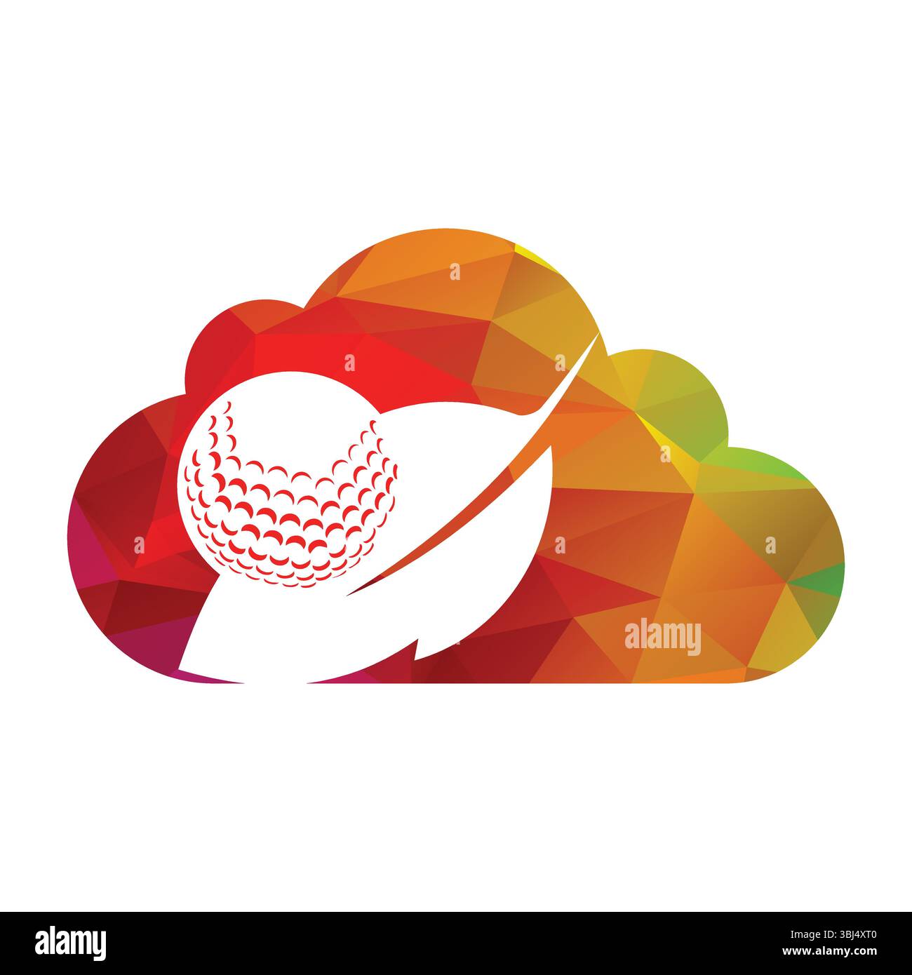Golf ball and leaf logo inside a shape of cloud vector illustration ...