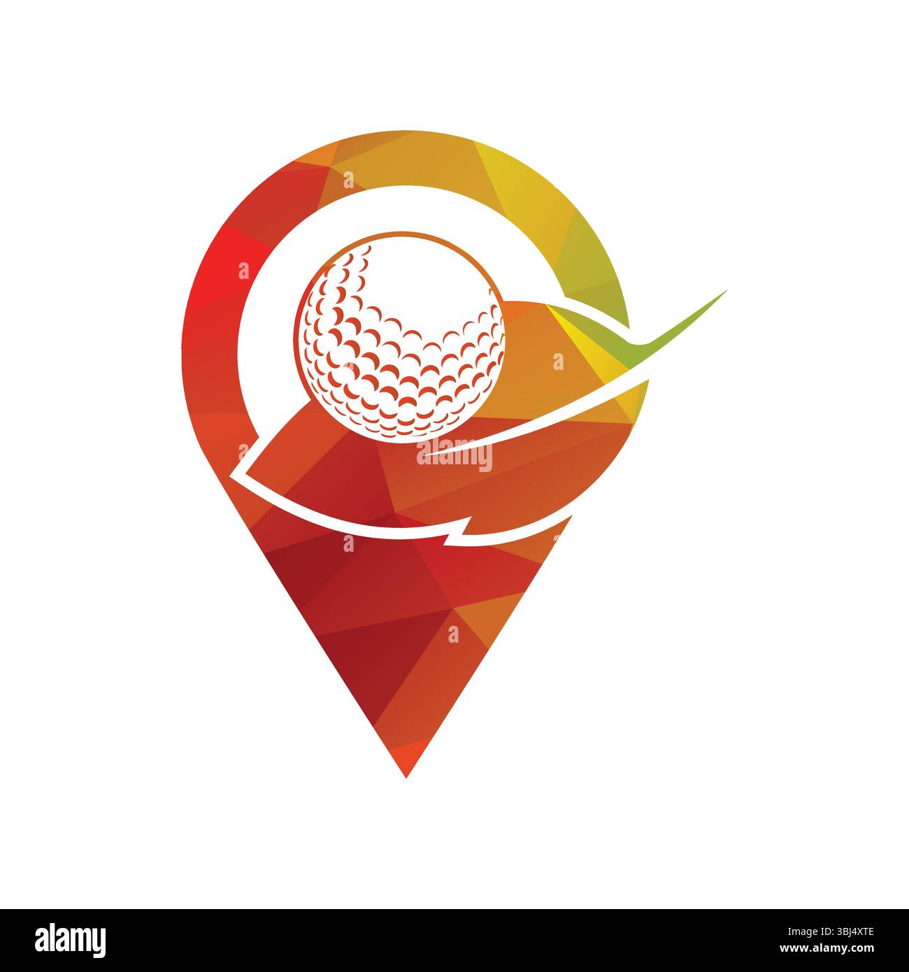 Golf ball and leaf logo inside a shape of pin location mark vector ...