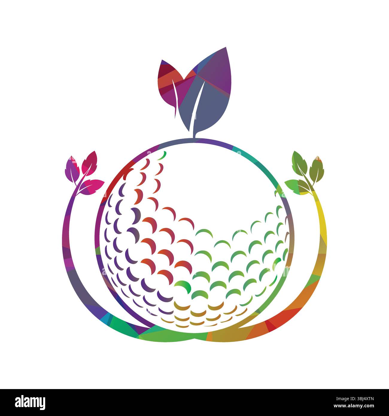 Golf ball and leaf logo vector illustration Stock Vector Image & Art ...