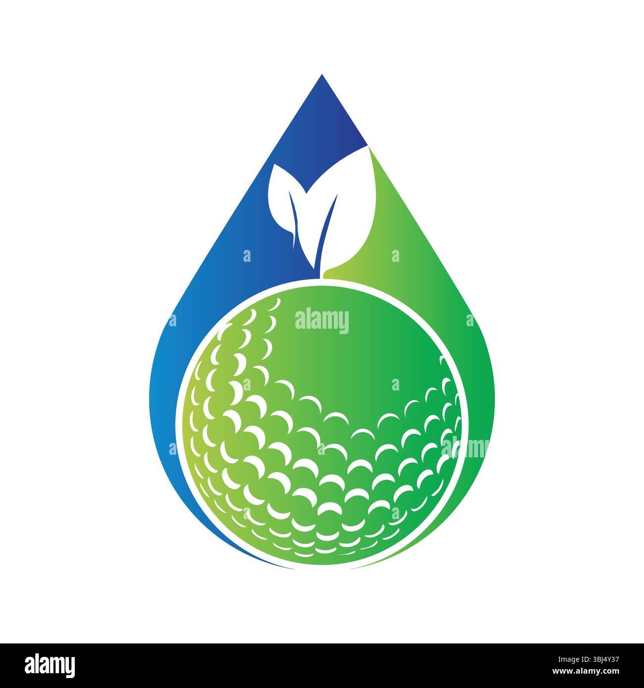 Golf ball and leaf logo inside a shape of water drop vector ...