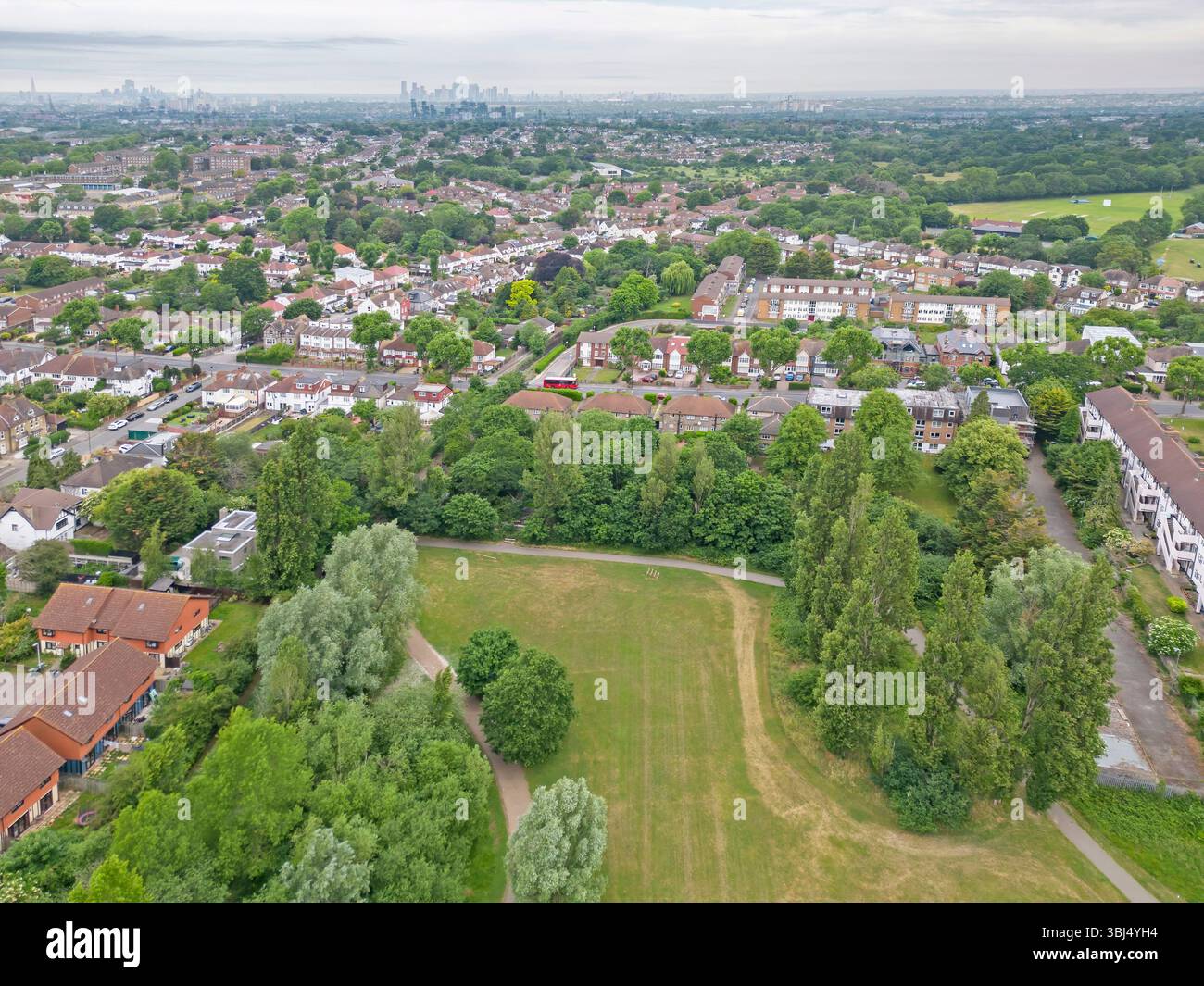 aerial view of chinbrook meadows a large public park in the london ...