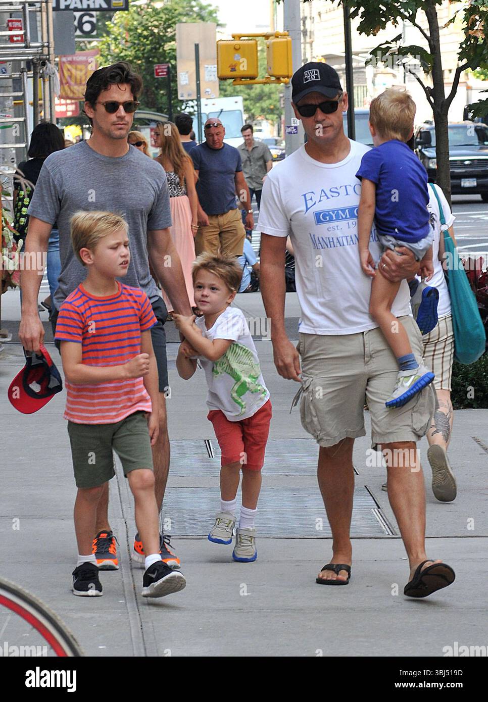Matt Bomer with Simon Halls and their sons, Kit, Walker and Henry out ...