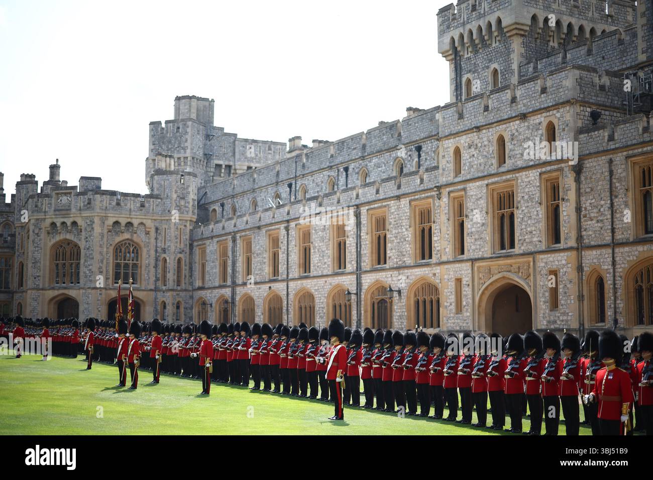 Members of the Coldstream Guards line up inside the Quadrangle ahead of ...