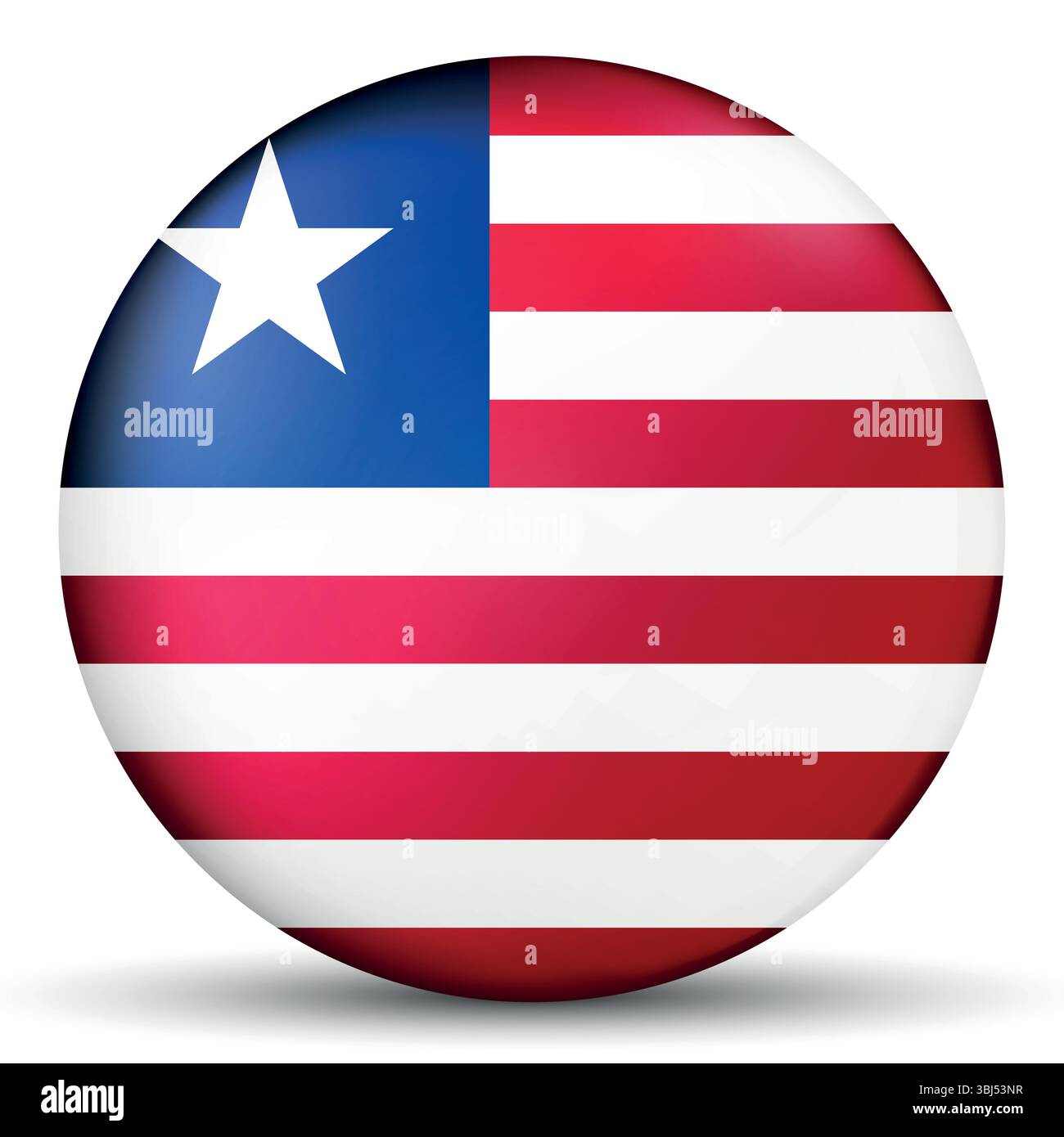 Glass light ball with flag of Liberia. Round sphere, template icon ...