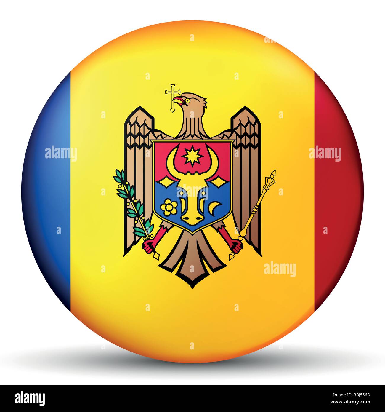 Glass light ball with flag of Moldova. Round sphere, template icon ...