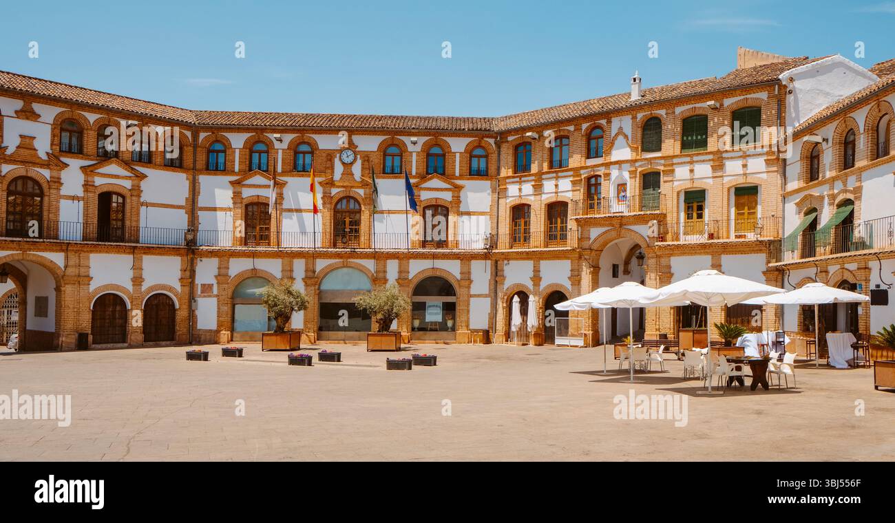 a view over the beautiful baroque square Plaza Ochavada in Archidona ...
