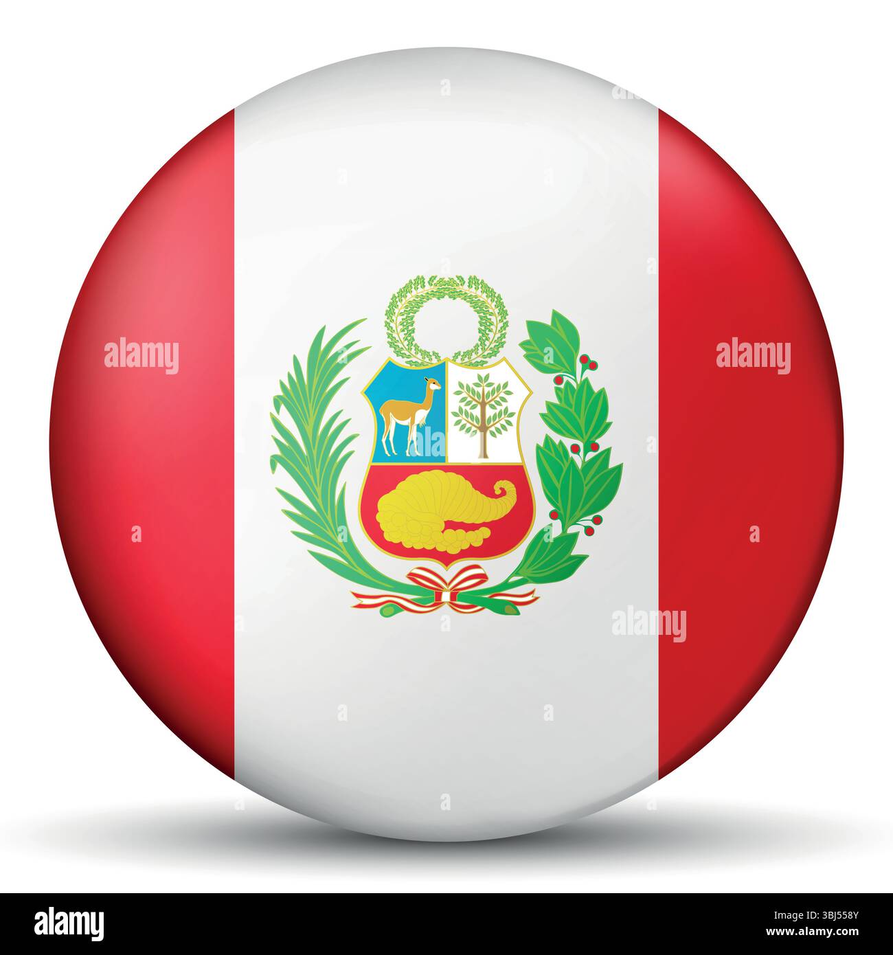 Glass light ball with flag of Peru. Round sphere, template icon ...