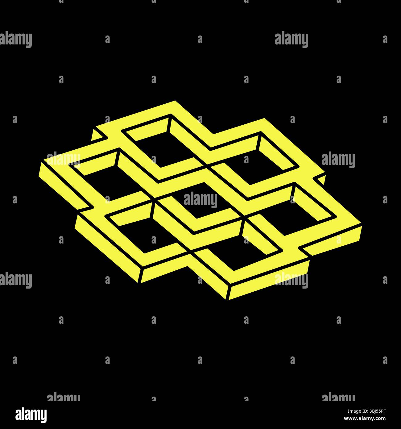 Optical illusion figures. Impossible objects. Line geometric shapes ...