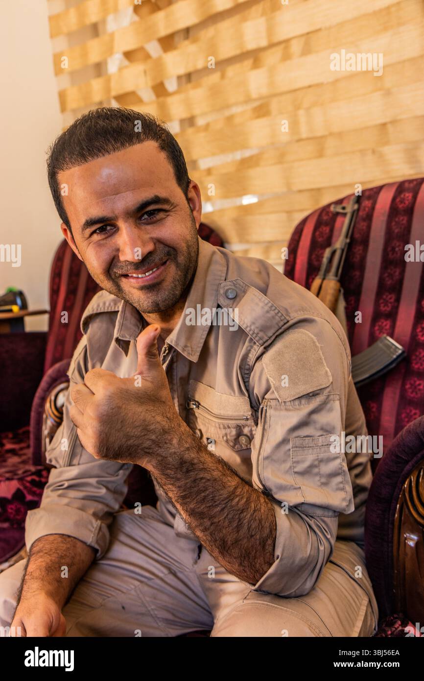 KURDISTAN, IRAQ - OCTOBER 2, 2022: Member of peshmerga militia at a ...